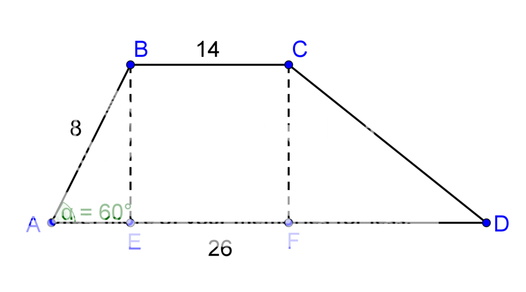 Trapecijos uždavinys. Ieškome šoninės kraštinės